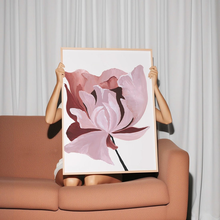 Obsession Art Print: Bold Burgundy Tones & Delicate Petals Make a ...